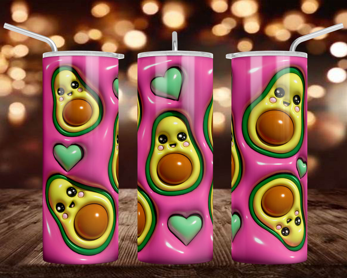 Pink Avocado 3D Puff Tumbler – Mystery Decals & Apparel
