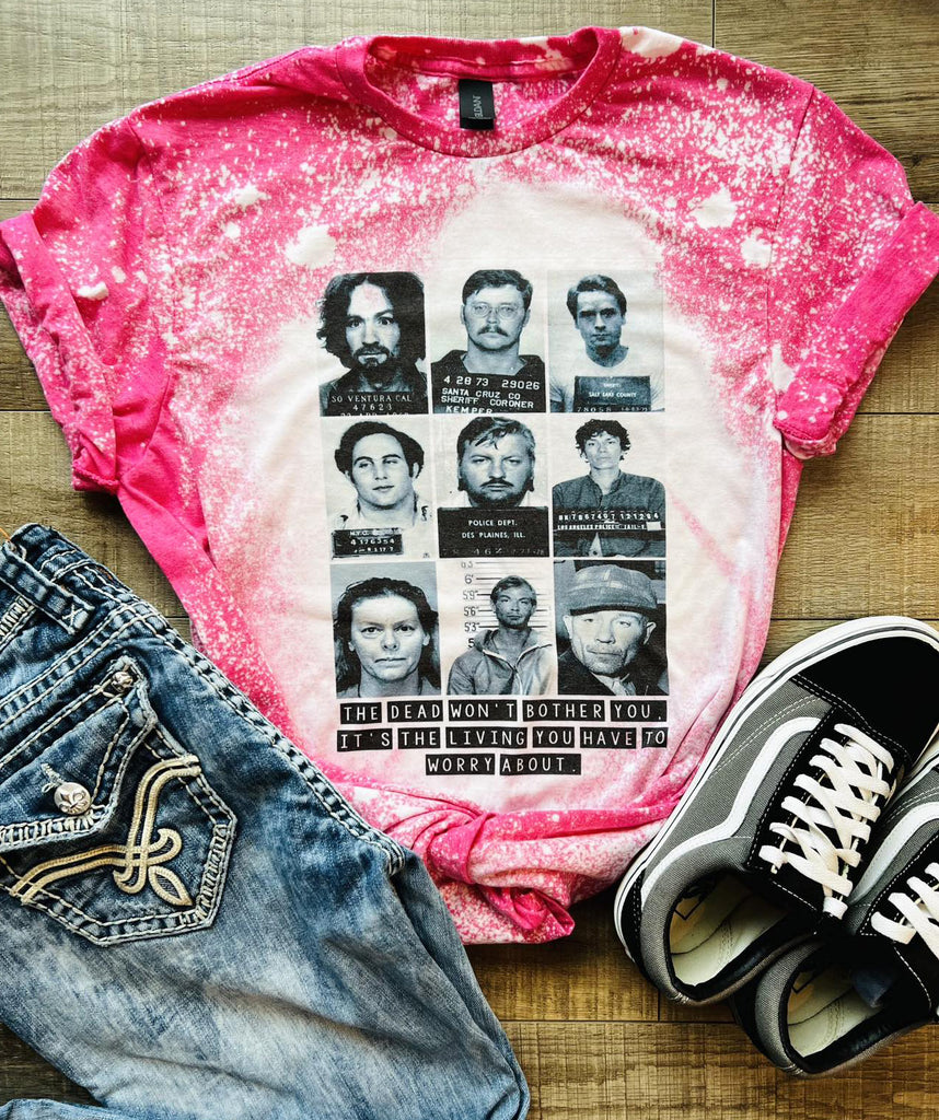 True Crime Bleached Tee Serial Killer Mugshot Graphic T-Shirt – Mystery Decals & Apparel