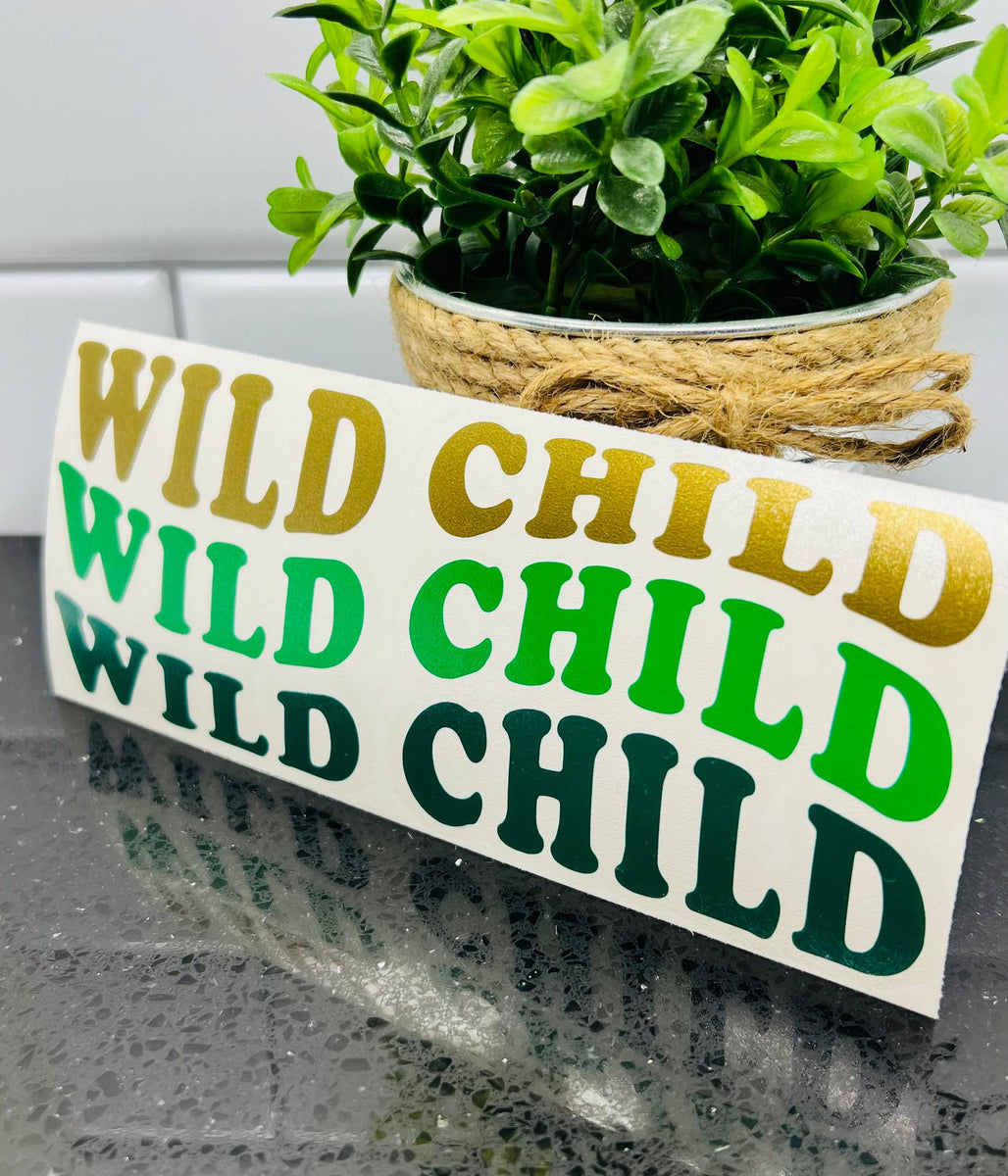 Wild Child Decal Stacked Lettering in Gold Bright Green & Forest Green ...